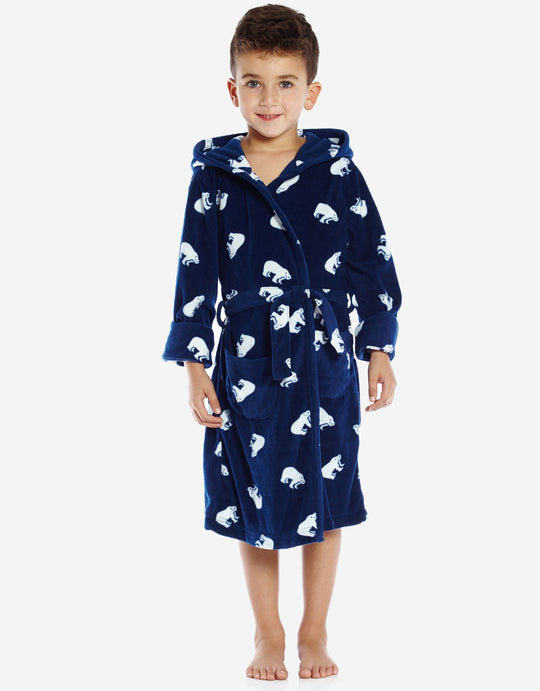Leveret Kids Fleece Hooded Polar Bear Robe – Leveret Clothing