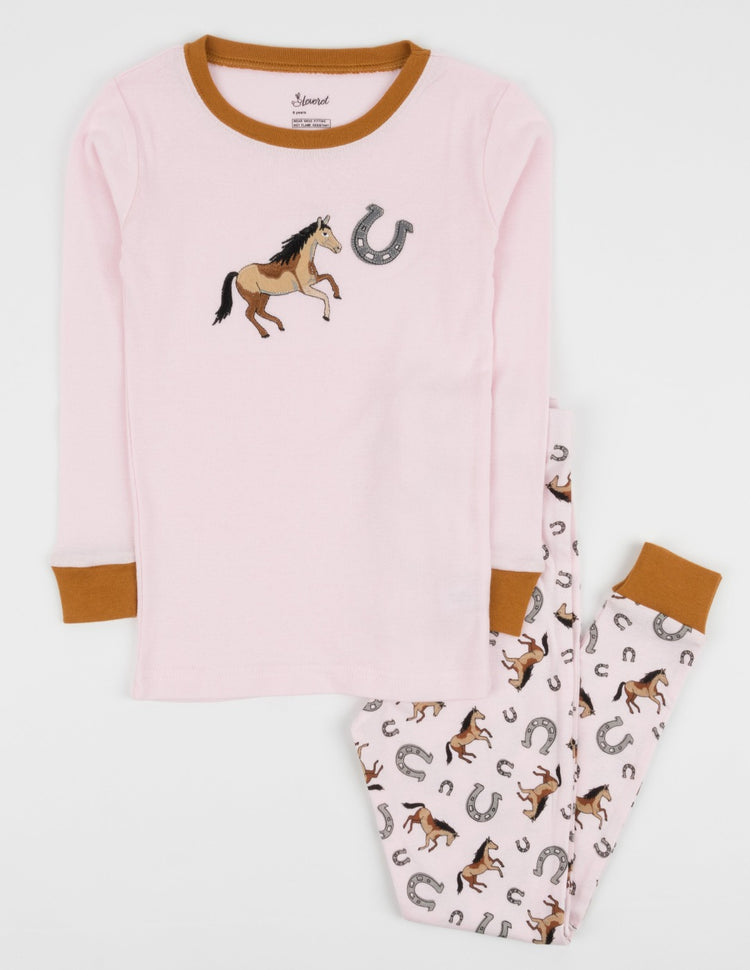 Kids Light Pink Horse Pajamas – Leveret Clothing